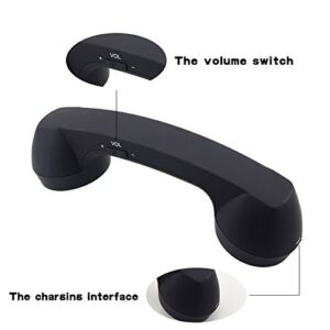 ENJOY-UNIQUE Wireless Retro Telephone Handset and Wire Radiation-Proof Handset Receivers Headphones for a Mobile Phone with Comfortable Call (Black)