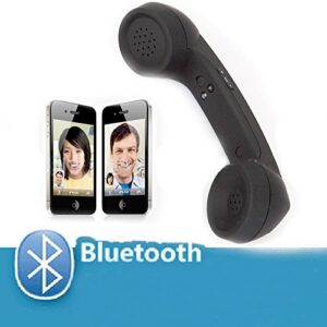 ENJOY-UNIQUE Wireless Retro Telephone Handset and Wire Radiation-Proof Handset Receivers Headphones for a Mobile Phone with Comfortable Call (Black)