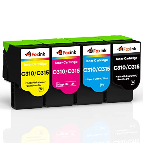 FOXINK Remanufactured for Xerox C310 C315 Toner Cartridge 006R04357 006R04356 006R04358 006R04359 3000 & 2000 Pages Compatible with Xerox C310 C310DNI C310DNIM C315 C315DNI Printer