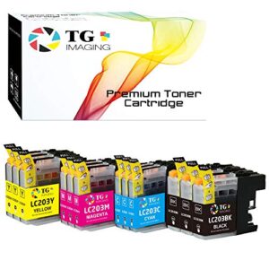 tg imaging (12-pack) (550 pages) compatible lc201 lc203 ink cartridge replacement for brother mfc-j460dw mfc-j480dw mfc-j885dw mfc-j485dw mfc-j4320dw mfc-j4420dw printers (3b+3c+3y+3m)