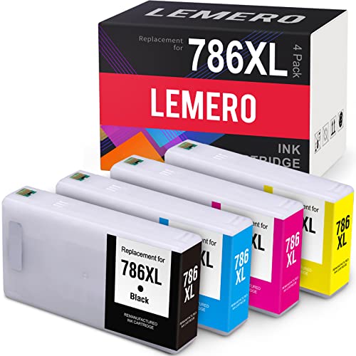 LEMERO Remanufactured Ink Cartridges Replacement for Epson 786XL 786 for Workforce Pro WF-4630 WF-5690 WF-5190 WF-5620 WF-4640 WF-5110 (Black, Cyan, Magenta, Yellow, 4-Pack)