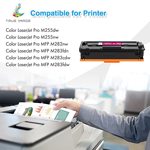 TRUE IMAGE Compatible 206A Toner Cartridge Replacement for HP 206A 206X W2110A W2110X for HP Color Pro M255dw MFP M283fdw M283cdw M283 M255 Printer Toner (Black Cyan Yellow Magenta, 4-Pack)