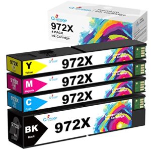 q-image compatible ink cartridge replacement for hp 972x 972a 972 combo pack high yield for color pagewide pro 477dw 477dn 577dw 452dw 452dn 577z 552dw p55250dw p57750dw printers ink (4-pack)