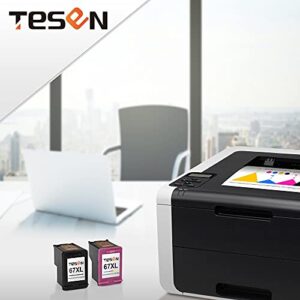 TESEN 67XL Remanufactured 67XL Ink Cartridge Replacement for HP 67XL 67 XL Use with HP Envy 6030 6034 6075 DeskJet 1255 2723 2755 Plus 4122 4140 Printer Ink (2 Pack, 1 Black+1 Color)