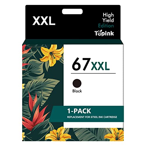 67XL Black Ink Cartridge High Yield Replacement for HP 67 Ink 67XL 67 XL 67XXL for Envy 6055e 6055 6052 6075 Envy Pro 6455 6455e 6475 6452 6458 DeskJet 2755e 2755 4052 4155 Printer HP67