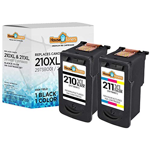 Houseoftoners Remanufactured Ink Cartridge Replacement for Canon PG-210XL CL-211XL 210 XL 211 XL for PIXMA iP2702 MP250 MP490 MP495 MX320 MX330 MX340 MX350 MX410 Printers (1 Black 1 Color, 2PK)