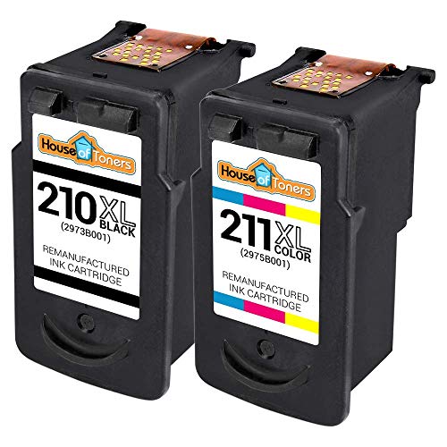 Houseoftoners Remanufactured Ink Cartridge Replacement for Canon PG-210XL CL-211XL 210 XL 211 XL for PIXMA iP2702 MP250 MP490 MP495 MX320 MX330 MX340 MX350 MX410 Printers (1 Black 1 Color, 2PK)