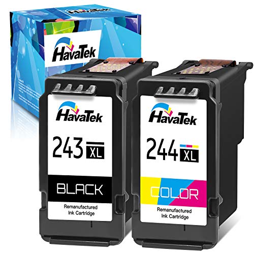 HavaTek Remanufactured Ink Cartridge Replacement for Canon PG-243 CL-244 PG-245XL CL-246XL (1 Black,1 Color) to Use with Canon Pixma TS3122 MX490 MX492 TR4522 TR4520 MG2522 MG2922 MG2520 Printer