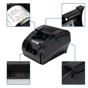 TEROW Thermal Receipt Printer, 58mm Max-Width Small USB Direct Printer with High-Speed Printing and USB Interface Support to ESC/POS/Window and Linux System Portable Printer for Cash Register