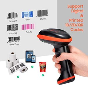 Tera Pro Series Wireless 1D 2D QR Barcode Scanner with Cradle Display Counting Screen Extra Fast Scanning Speed Ultra High Resolution Handheld Image Bar Code Reader for Warehouse Inventory HW0008