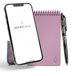 rocketbook smart reusable notebook – dot-grid eco-friendly notebook with 1 pilot frixion pen & 1 microfiber cloth included – pink sky cover, mini size (3.5″ x 5.5″)