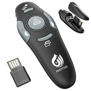 amerteer wireless presenter, ppt controller presentation remote control laser pointer usb mouse clicker flip pen