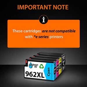 Smart Ink Compatible Ink Cartridge Replacement for HP 962XL 962 XL (Black XL & C/M/Y XL 4 Combo Pack) to use with Officejet Pro 9015 9010 9018 9022 9025 9020 9019 9013 9016 Officejet 9012