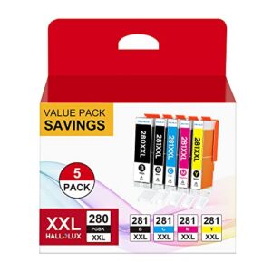 pgi-280xxl cli-281xxl for canon 280 281 ink cartridges compatible with canon tr8520 ts9120 tr8620 tr7520 ts8220 ts6120 tr8600 tr8500 tr8622 ( pgbk, black, cyan, magenta, yellow,5 color value pack)