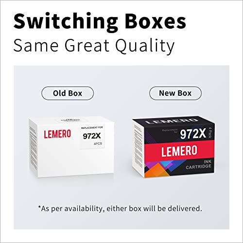 LEMERO Remanufactured 972X Ink Cartridge Replacement for HP 972X 972 X 972XL to Use with Pagewide Pro 477dw 577dw 452dn 577z 477dn 452dw 552dw(Black, Cyan, Yellow, Magenta, 4-Pack) 972X