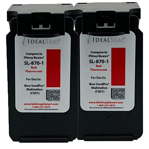 Supply Savings Postage Ink Compatible SL-870-1 Red Ink Cartridgev(2 Pack) for New SendPro Mailstation (CSD1) Compatible