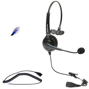 ovislink polycom phone headset compatible with polycom vvx series, cx series and soundpoint series | noise canceling call center headset with rj9 quick disconnect cord, flexible rotatable microphone