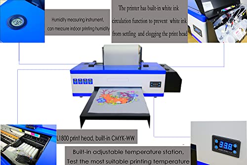 PUNEHOD A3 DTF Transfer Printer with Roll Feeder, Direct to Film Print-preheating Printer,L1800 DTF Printer for Dark and Light Clothing VS DTG Printer (A3 DTF Printer+Oven)