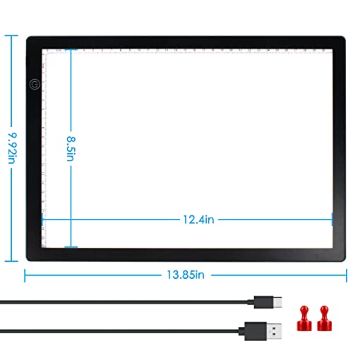 TCNEWCL Slide Viewer Magnetic Light Box for Photo Slide and Film Negative Scanning, Ultra-Thin Illuminated Board Panel for Tattoo Drawing, Sketching, Stenciling, USB Powered