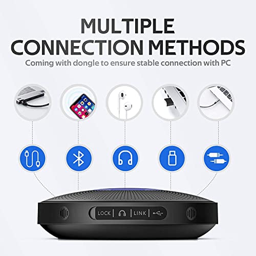 Bluetooth Speakerphone - EMEET M2 Max 48kHz Professional 4 HD Mics Conference Speaker up to 15 People, VOICEIA Noise Reduction & Enhanced 360° Voice Pickup, USB Dongle Daisy Chain For Home Office Gray