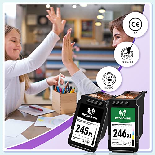 Economink 245XL and 246XL Ink Cartridge Replacement for Canon PG-245XL CL-246XL PG-243 CL-244, 245 246 Combo Pack for Pixma MX492 MX490 MG3022 MG2522 TS3320 TR4520 TR4522 MG2922 MG2920 TS202 Printer