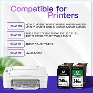 Economink 245XL and 246XL Ink Cartridge Replacement for Canon PG-245XL CL-246XL PG-243 CL-244, 245 246 Combo Pack for Pixma MX492 MX490 MG3022 MG2522 TS3320 TR4520 TR4522 MG2922 MG2920 TS202 Printer