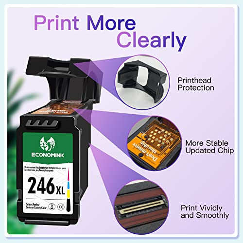 Economink 245XL and 246XL Ink Cartridge Replacement for Canon PG-245XL CL-246XL PG-243 CL-244, 245 246 Combo Pack for Pixma MX492 MX490 MG3022 MG2522 TS3320 TR4520 TR4522 MG2922 MG2920 TS202 Printer