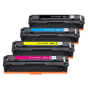 BJTR Compatible 206A W2110A 206X W2110X Toner Cartridge Works for Color Pro MFP M283fdw,M255dw,M283cdw ,M255,M283 (4Pack, No Chip)