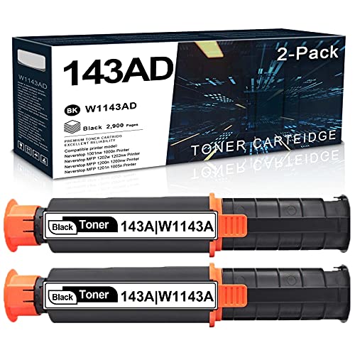 2-Pack 143AD | W1143AD Toner Cartridge (Black) Compatible Replacement for HP Neverstop 1001nw 1000n MFP 1202w 1202nw 1200n 1200nw 1201n 1005n Printer Cartridge