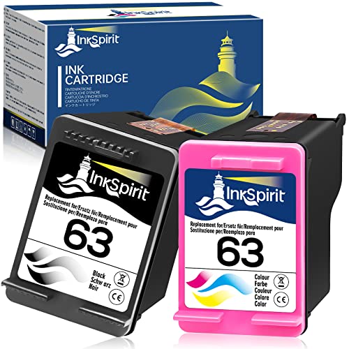 InkSpirit Remanufactured Ink Cartridge Replacement for HP Ink 63 Compatible with OfficeJet 3830 5255 5258 4650 4652 4655 Envy 4520 4512 4513 4516 DeskJet 1112 2130 3630 3632 3634 2130 2132 Printer