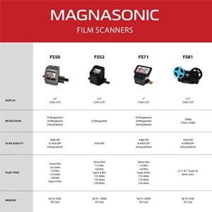 Magnasonic All-in-One High Resolution 24MP Film Scanner, Converts 35mm/126KPK/110/Super 8 Films, Slides, Negatives into Digital Photos, Vibrant 2.4" LCD Screen, Impressive 128MB Built-in Memory