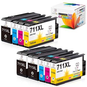 miss deer 711xl ink cartridges replacement for 711 711xl,work for designjet t120 t520 24-in t520 36-in printers(3 black, 2 cyan, 2 magenta, 2 yellow) 9 pack