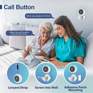 SYNLETT Wireless Calling System, Caregiver Pager for Nurses Station, 10 Waterproof Call Buttons with 1 Monitoring Unit for Emergency, Patients Seniors Clinic, 11 Languages Alert, White