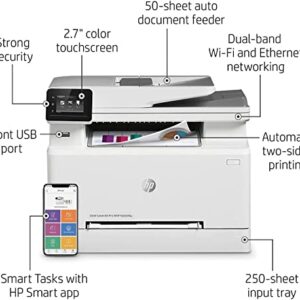 HP Laserjet Pro MFP M283fdw Wireless All-in-One Color Laser Printer, Mobile Print&Scan&Copy&Fax, Duplex Print, 22ppm, 2.7" Touchscreen, Wi-Fi, Compatible with Alexa(7KW75A), Lanbertent Printer Cable