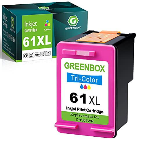 GREENBOX Remanufactured Ink Cartridge Replacement for HP 61XL 61 XL for HP Envy 4500 5530 5534 5535 Deskjet 2540 1000 1010 1512 1510 3050 Officejet 4630 2620 4635 Printer (1 Tri-Color)