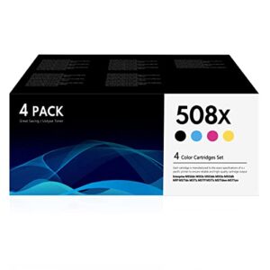 508x high yield toner cartridge 4 pack – uoty compatible 508x cf360x cf361x cf362x cf363x toner replacement for hp enterprise m552dn m553n m553dn m553x m553dh mfp m577dn m577cm printer (1bk/1c/1m/1y)