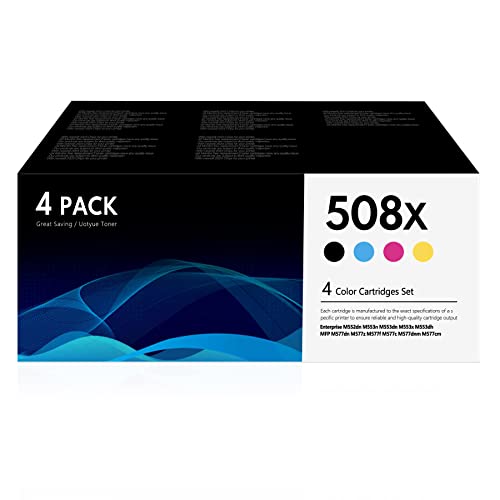 508X High Yield Toner Cartridge 4 Pack - UOTY Compatible 508X CF360X CF361X CF362X CF363X Toner Replacement for HP Enterprise M552dn M553n M553dn M553x M553dh MFP M577dn M577cm Printer (1BK/1C/1M/1Y)