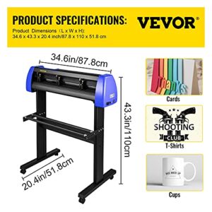 VEVOR Vinyl Cutter 28 Inch Vinyl Cutter Machine with 20 Blades Maximum Paper Feed 720mm Vinyl Plotter Cutter Machine with Sturdy Floor Stand Adjustable Force and Speed for Sign Making