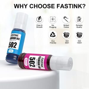 Fastink Compatible T502 502 Refill Ink Bottle Kit for ET-2760 ET-2750 ET-3750 ET-4760 ET-4750 ET-3760 ET-15000 ET-3710 ET-3700 ET-2700 ST-2000 ST-3000 ET-2803 Printer, 5-Bottle