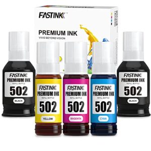 fastink compatible t502 502 refill ink bottle kit for et-2760 et-2750 et-3750 et-4760 et-4750 et-3760 et-15000 et-3710 et-3700 et-2700 st-2000 st-3000 et-2803 printer, 5-bottle