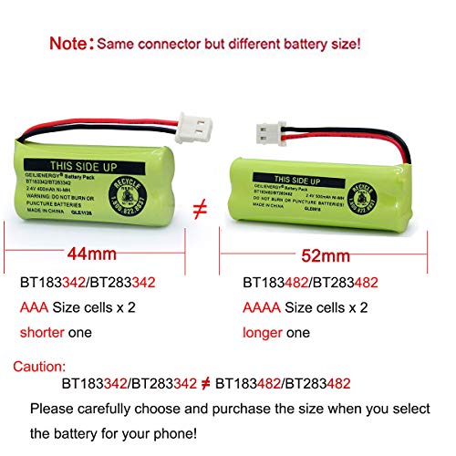 Geilienergy BT183342 BT283342 BT166342 BT266342 BT162342 BT262342 Battery Compatible with Vtech CS6114 CS6419 CS6719 with AT&T EL52300 CL80112 CS6719-2 Cordless Handsets (Pack of 4)