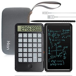 hion calculator,12-digit large display office desk calcultors with erasable writing table,rechargeable hand held multi-function mute pocket desktop calculator for basic financial home school,black