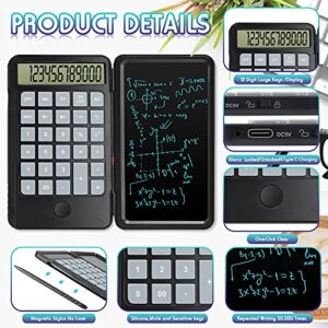 Hion Calculator,12-Digit Large Display Office Desk Calcultors with Erasable Writing Table,Rechargeable Hand held Multi-Function Mute Pocket Desktop Calculator for Basic Financial Home School,Black