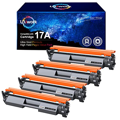 Uniwork Compatible Toner Cartridge Replacement for HP 17A CF217A Compatible with Laserjet Pro M102w M130fw, Pro MFP M130fw M130nw M130fn M130a Printer Tray, 4 Black (with Chip)