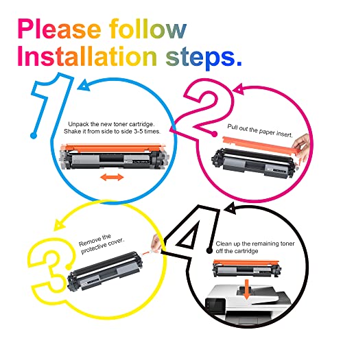 Uniwork Compatible Toner Cartridge Replacement for HP 17A CF217A Compatible with Laserjet Pro M102w M130fw, Pro MFP M130fw M130nw M130fn M130a Printer Tray, 4 Black (with Chip)