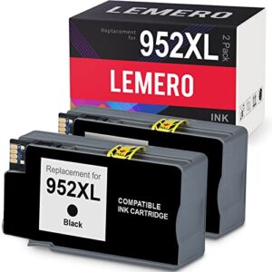 lemero compatible ink cartridges replacement for hp 952 952 xl 952xl to use with officejet pro 8710 8720 8702 7740 8200 8210 8715 8216 8700 8740 8730 7740 (2 black)