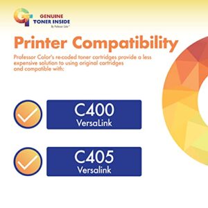 Professor Color Re-Coded OEM Toner Cartridge Replacement for Xerox VersaLink C405 C400 C400D C400DN MFP C405DN C405N C405 | 106R03524 106R03525 106R03526 106R03527 - Extra High Yield 4 Pack