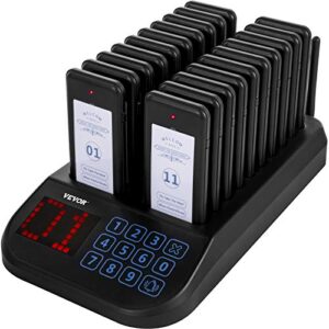 vevor f103 restaurant pager system 20 pagers, max 98 beepers wireless calling system, touch keyboard with vibration, flashing and buzzer for church, nurse,hospital & hotel