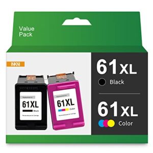 inkni remanufactured 61xl ink cartridge replacement for hp 61 ink hp61xl for envy 4500 4502 5530 5535 deskjet 3050 1510 1000 1010 1512 2540 3510 officejet 2620 4630 4635 printer (1black, 1tri-color)