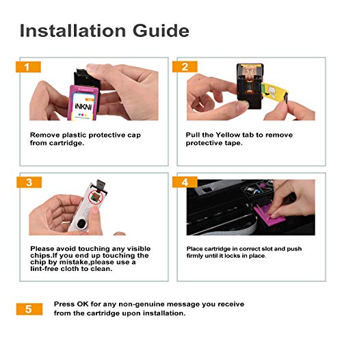 InkNI Remanufactured 61XL Ink Cartridge Replacement for HP 61 Ink HP61XL for Envy 4500 4502 5530 5535 Deskjet 3050 1510 1000 1010 1512 2540 3510 Officejet 2620 4630 4635 Printer (1Black, 1Tri-Color)